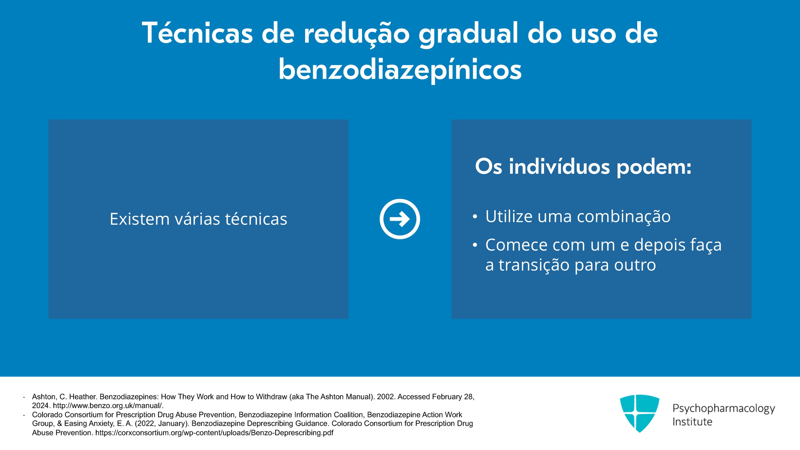 Técnicas para uma redução bem-sucedida do uso de benzodiazepínicos ...